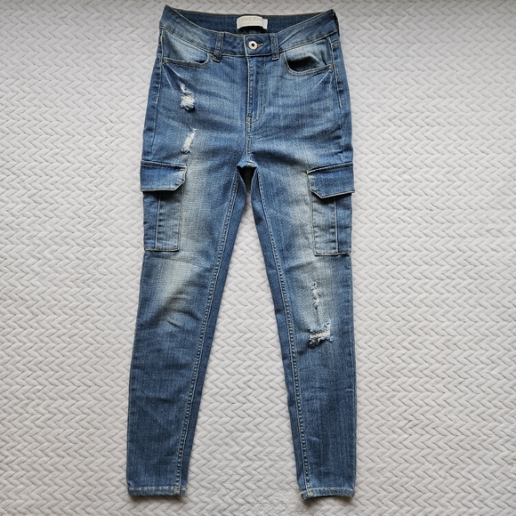 Wax Jean | Jeans | Wax Jean Light Blue Skinny Distressed Cargo Jeans ...